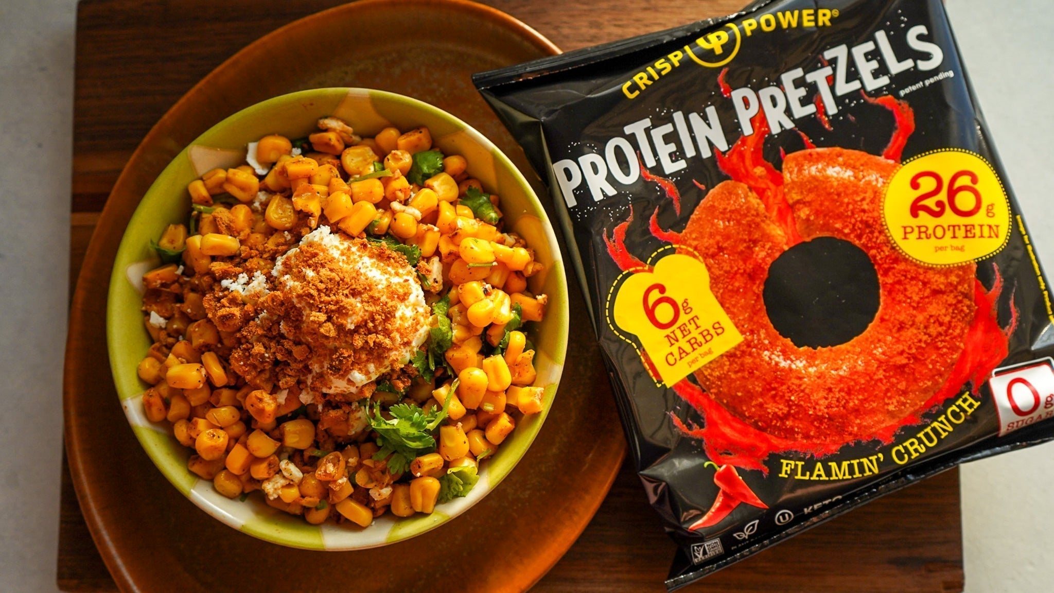 Flamin’ Crunch Street Corn Protein Pretzel Salad – Crisp Power